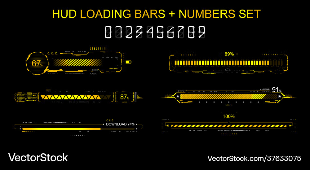 Hud progress loading bars collection futuristic Vector Image