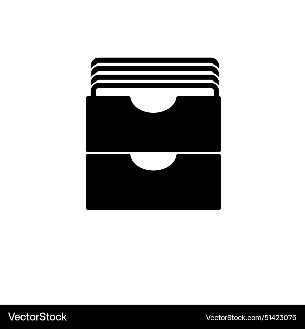 Office drawer solid flat icon isolated on white Vector Image