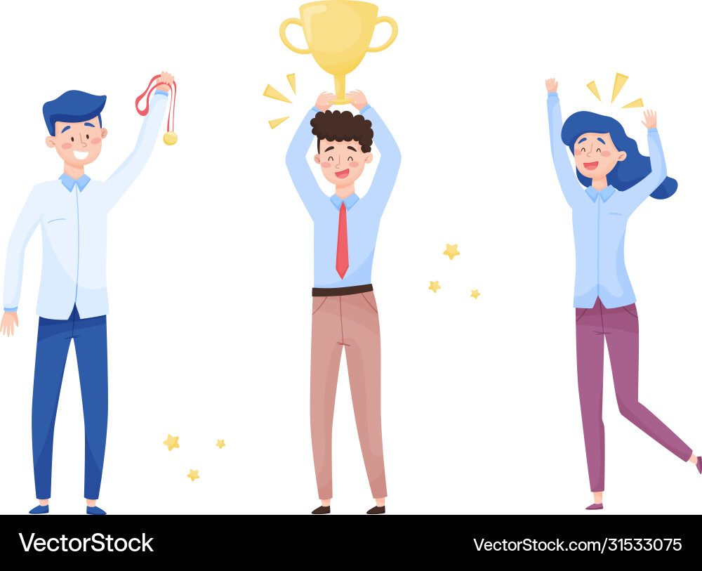 People characters standing and cheering about Vector Image