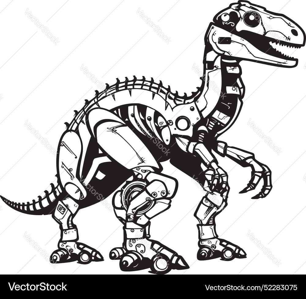 Robo saur symbol black logo icon design Royalty Free Vector