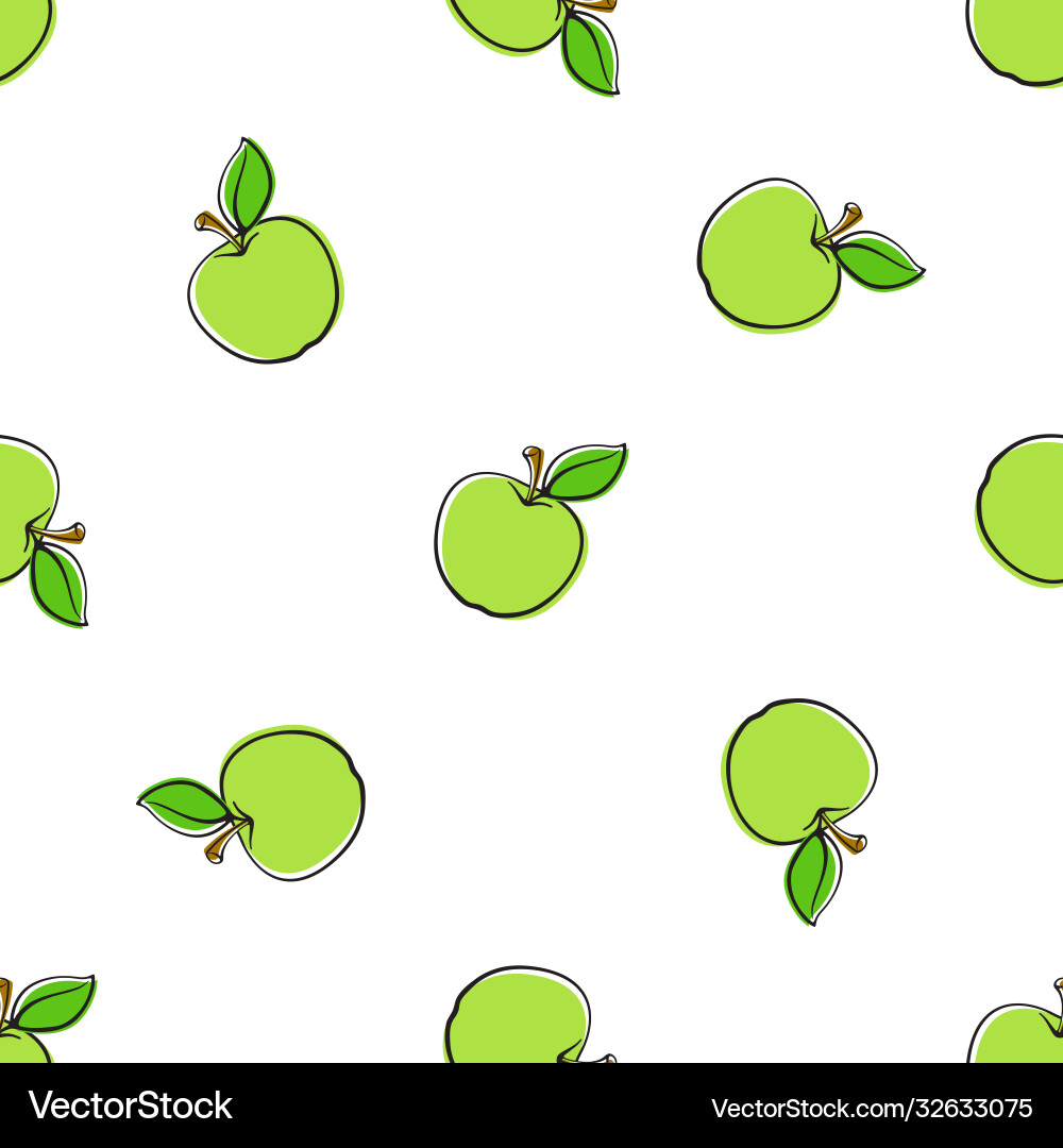 Seamless pattern with falling green apples Vector Image