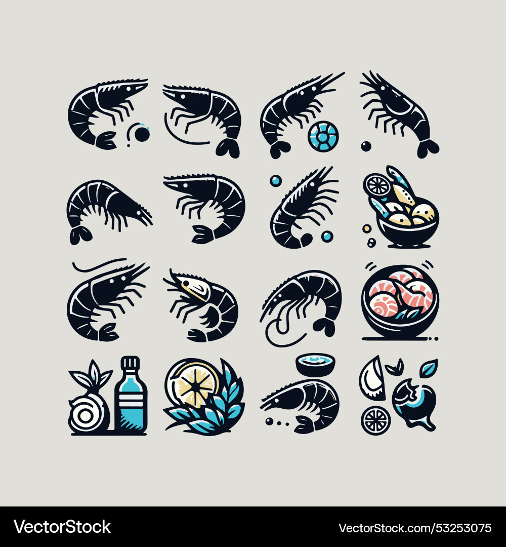 Shrimp silhouette - cut out icon Royalty Free Vector Image