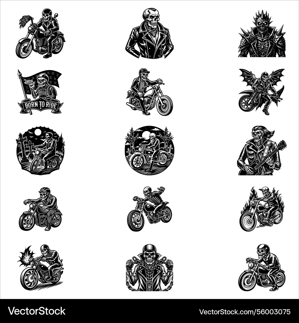 Skeleton biker svg Royalty Free Vector Image - VectorStock