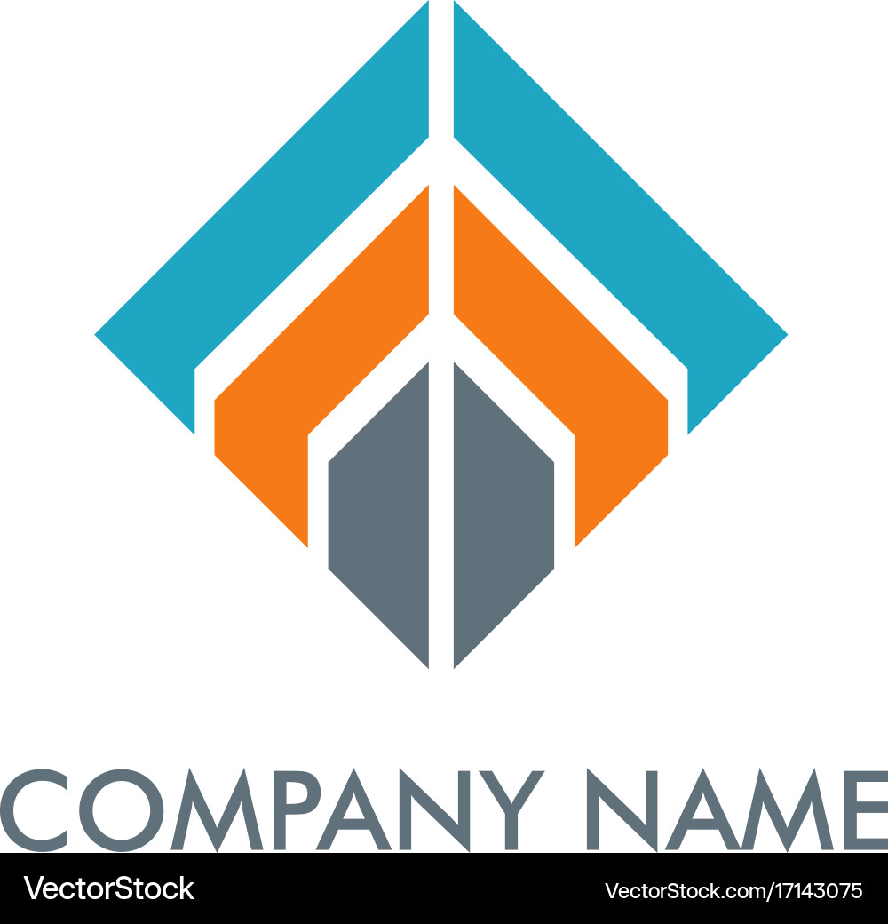 Square line construction company logo Royalty Free Vector