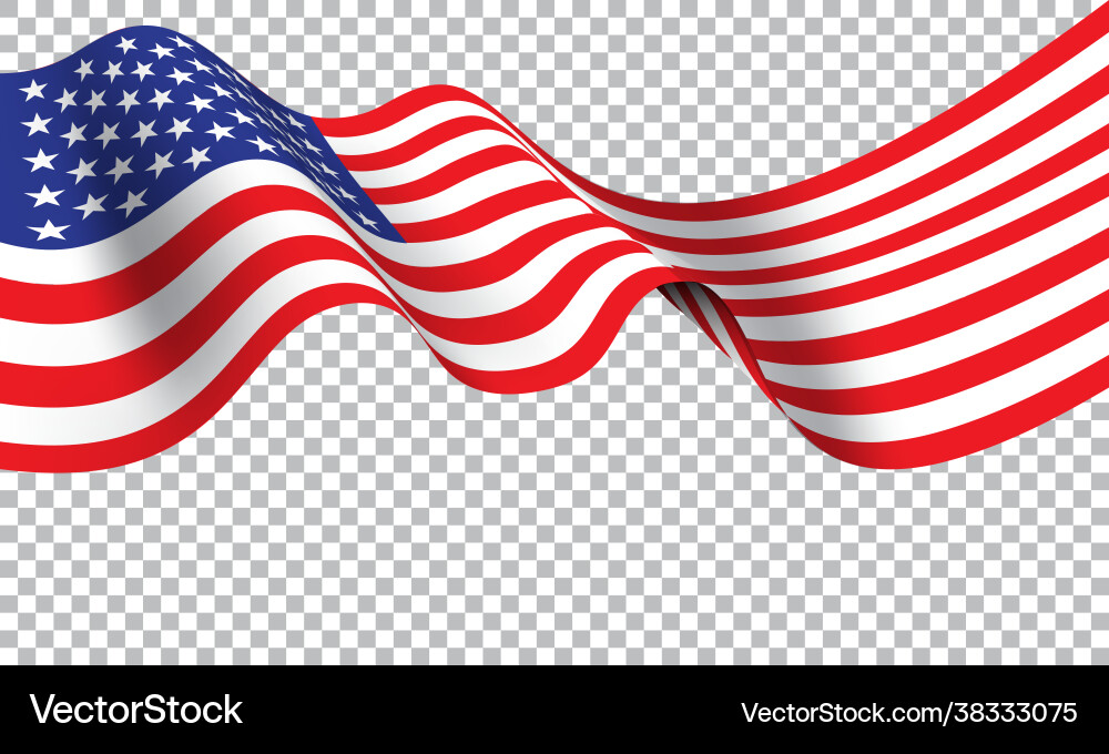 United state america flag wave on transparent b Vector Image