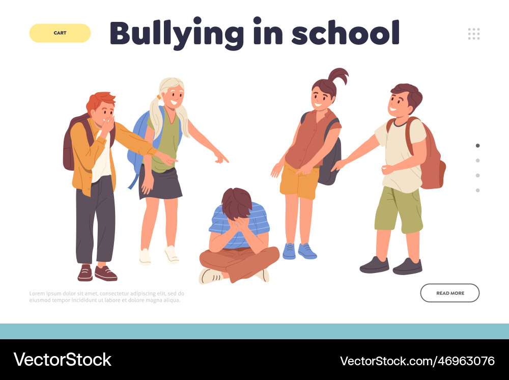 Bullying at school landing page template Vector Image