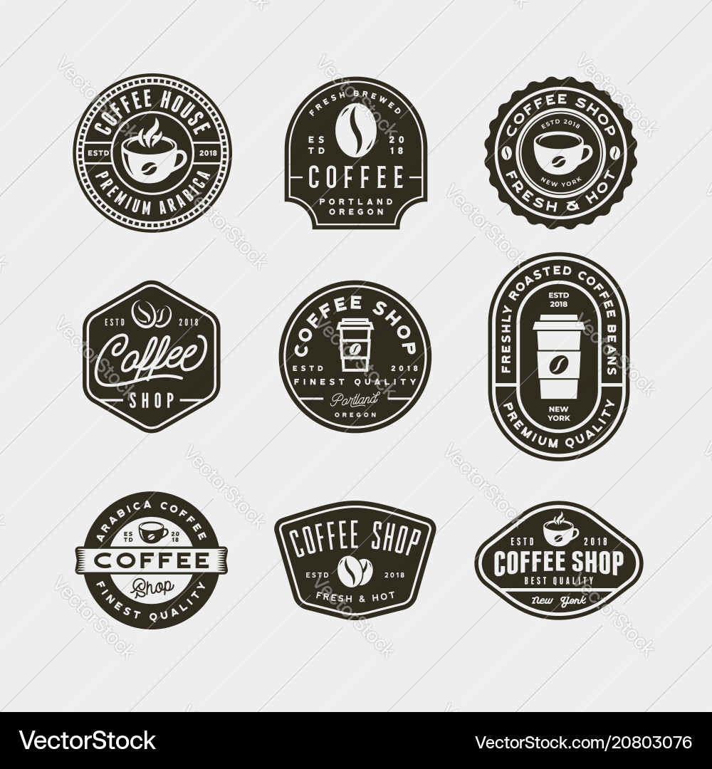 Coffee Shop Labels - Retro Set Royalty Free Vector Image