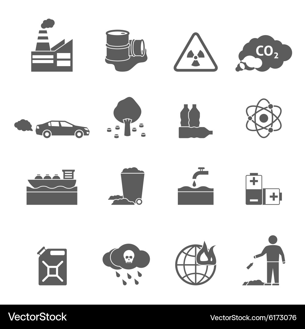 Ecology problems icons set Royalty Free Vector Image