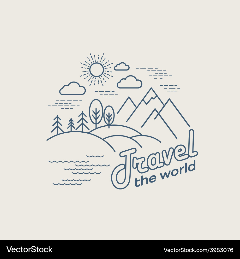 Flat linear landscape Royalty Free Vector Image