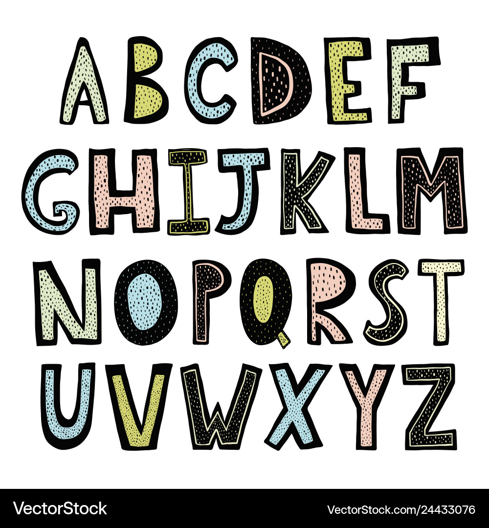 Hand drawn alphabet Royalty Free Vector Image - VectorStock