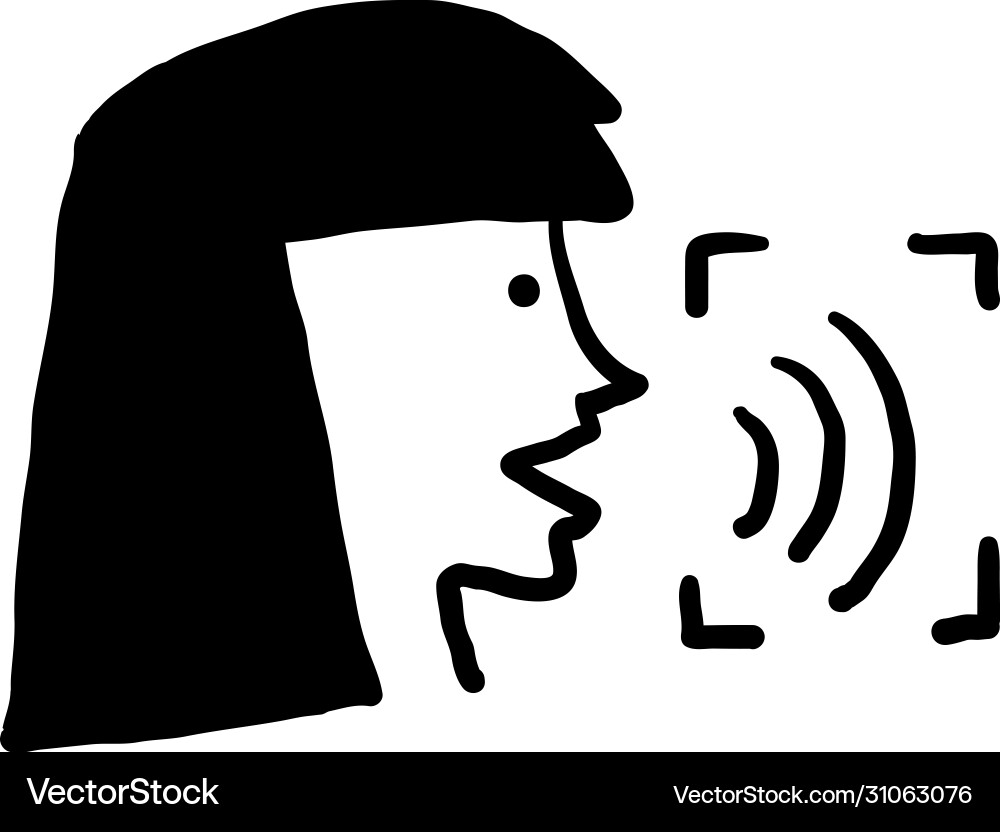 Hand drawn voice recognition icon doodle style Vector Image