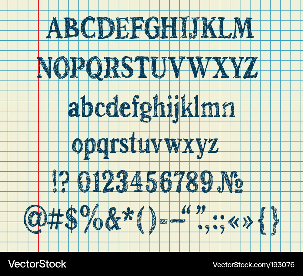 Handwritten Alphabet Sketch Royalty Free Vector Image