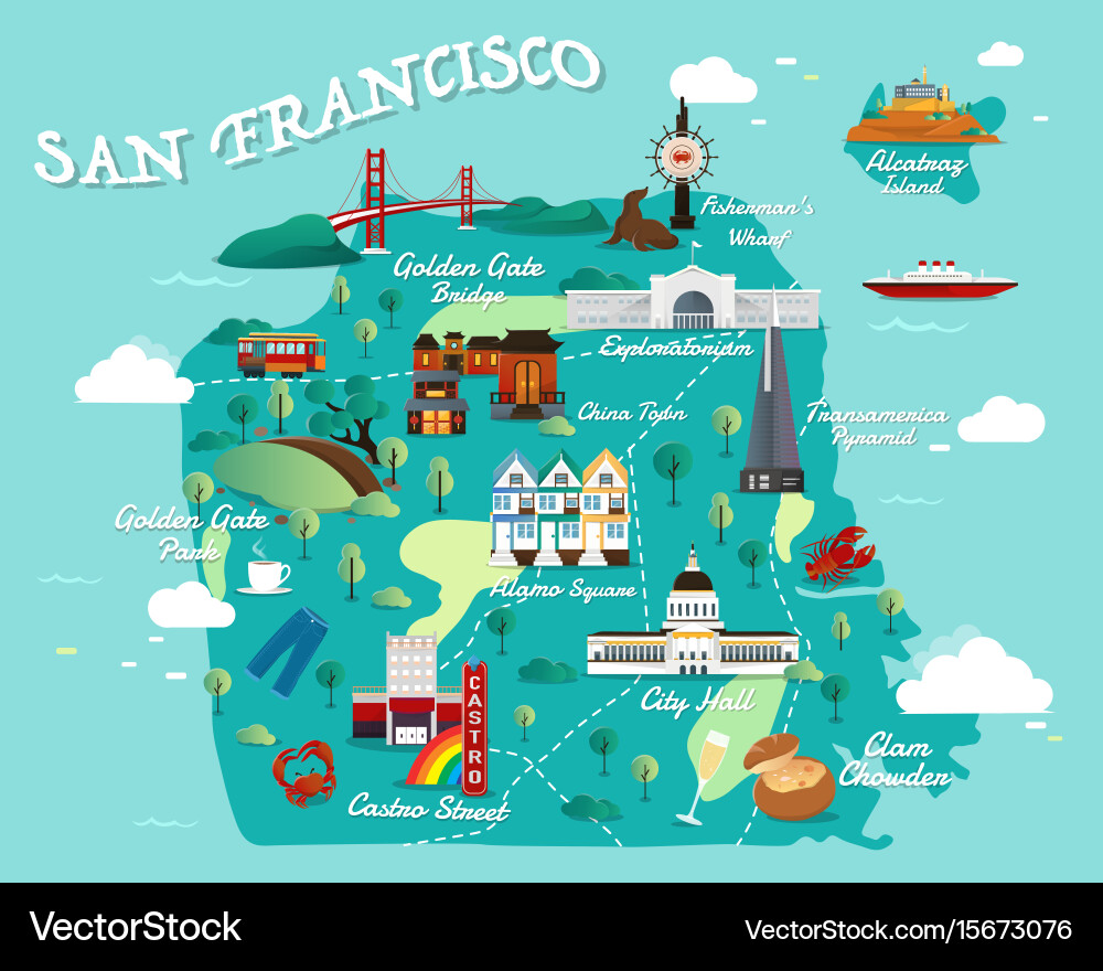 Map of san francisco Royalty Free Vector Image