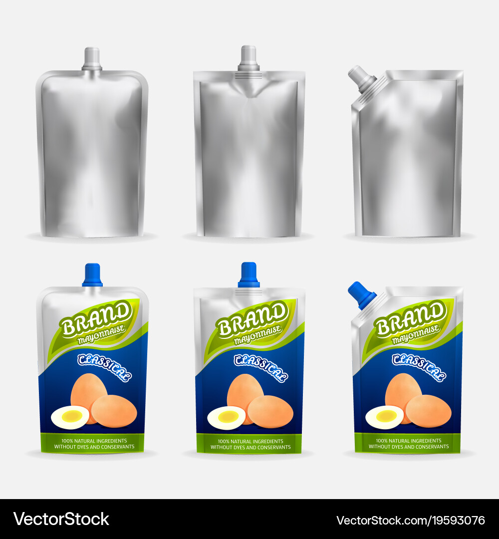 Mayonnaise package mockup set realistic Royalty Free Vector