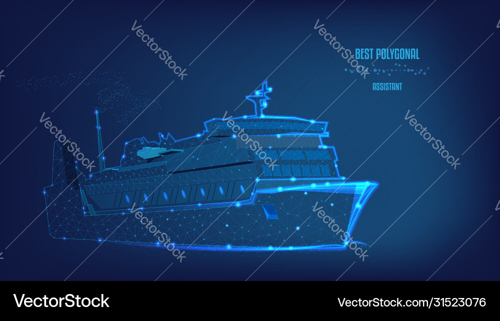 Ocean liner ship from polygonal triangles Vector Image