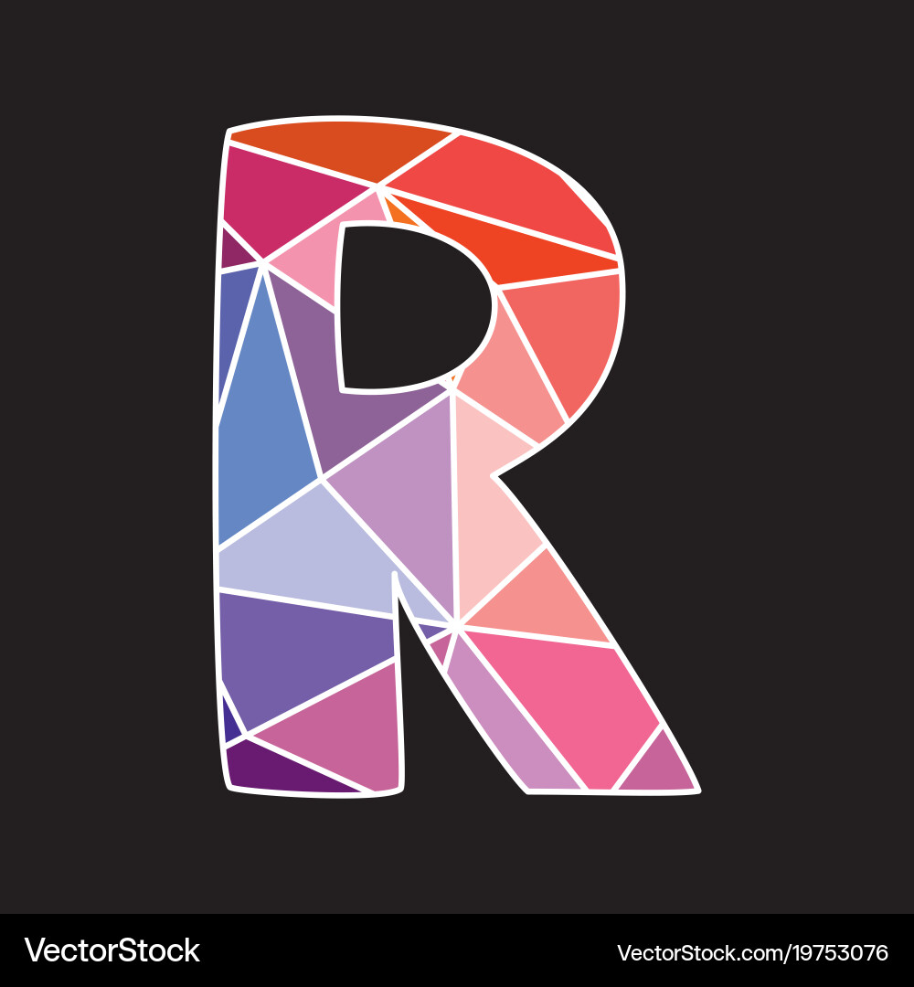 R low poly alphabet letter Royalty Free Vector Image