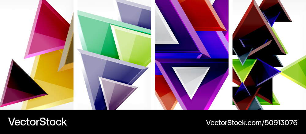 Triangle composition poster background set Vector Image