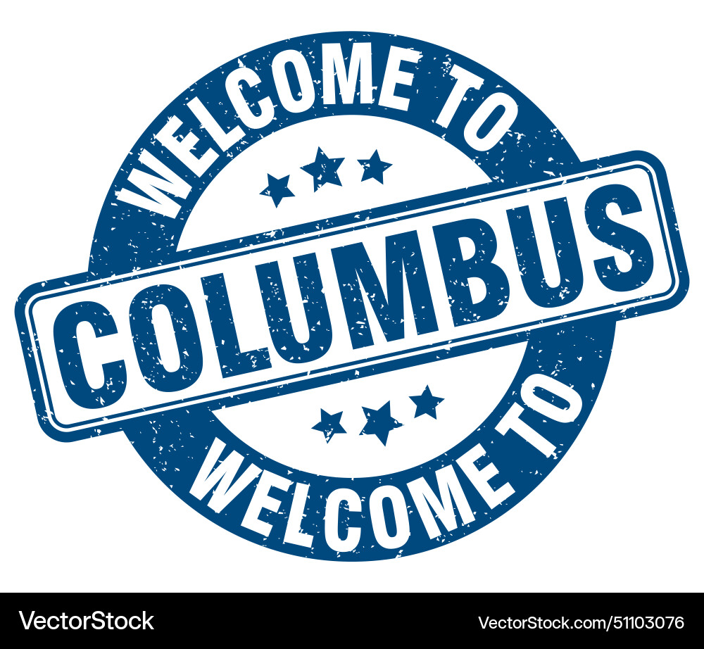 Welcome to columbus stamp round sign Royalty Free Vector
