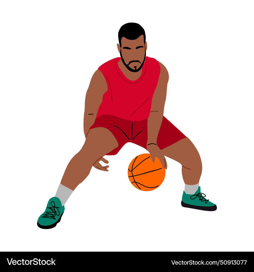 Black male basketball player running with ball Vector Image