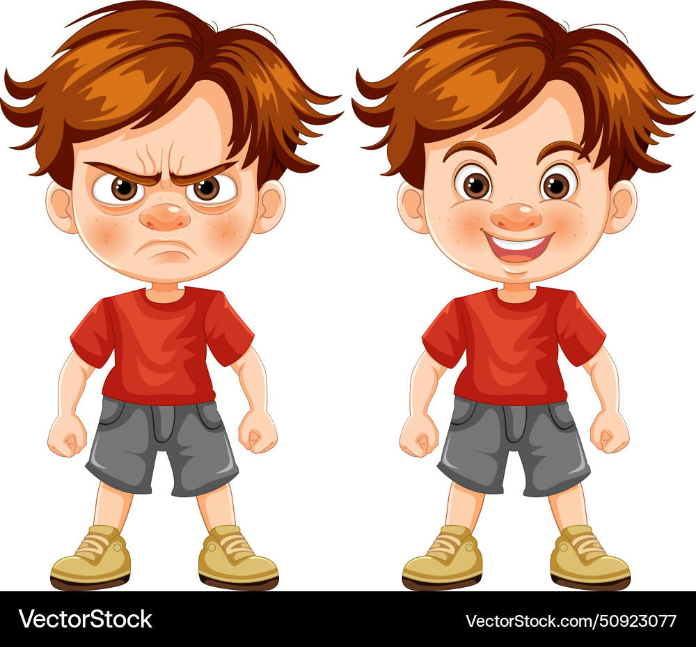 Boy showing different emotions Royalty Free Vector Image