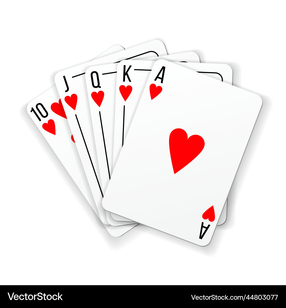 Hearts playing cards with royal flush poker Vector Image