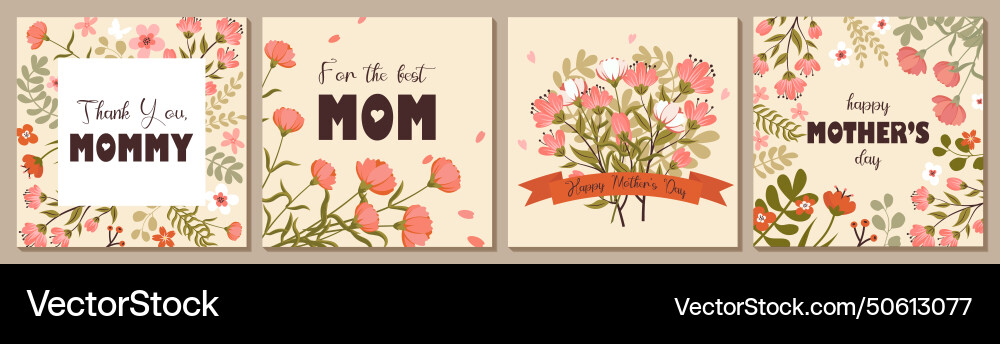 Mothers day editable templates for greeting cards Vector Image
