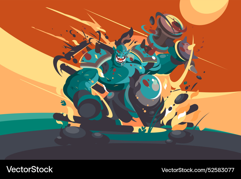 Orc warrior charge Royalty Free Vector Image - VectorStock