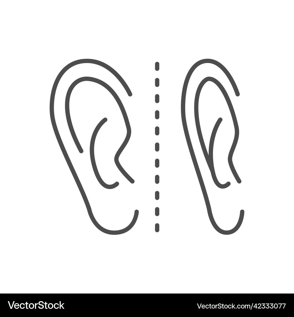 Otoplasty procedure line outline icon Royalty Free Vector