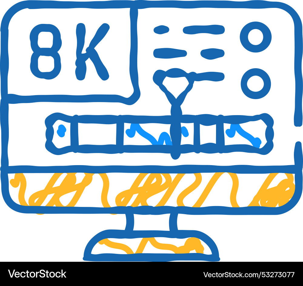 Verarbeitung von Videoqualität Icon doodle Vektorbild