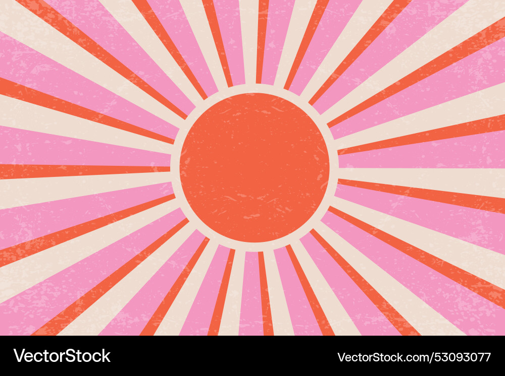 Retro summer sun background groovy Royalty Free Vector Image