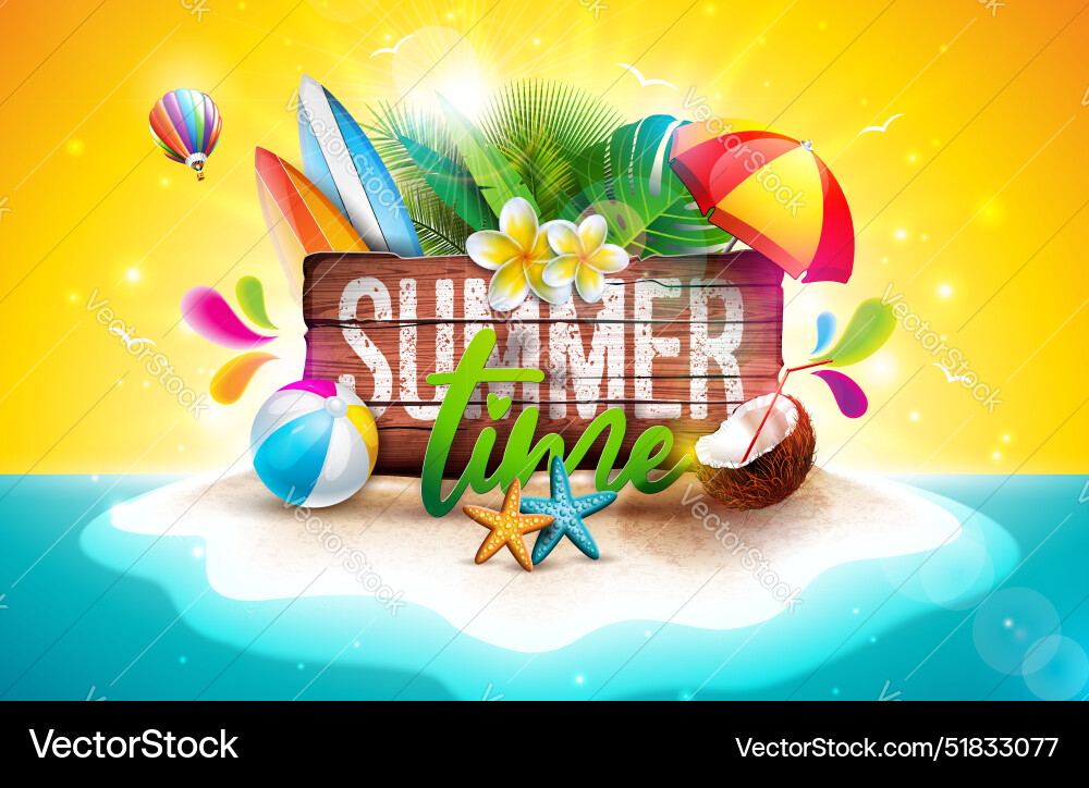 Summer time holiday design with flower tropical Vector Image