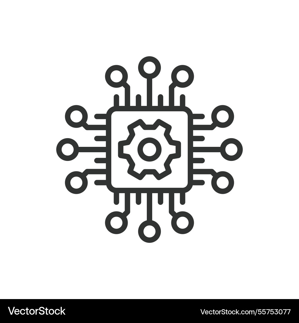 Technology icon in line design digital Royalty Free Vector