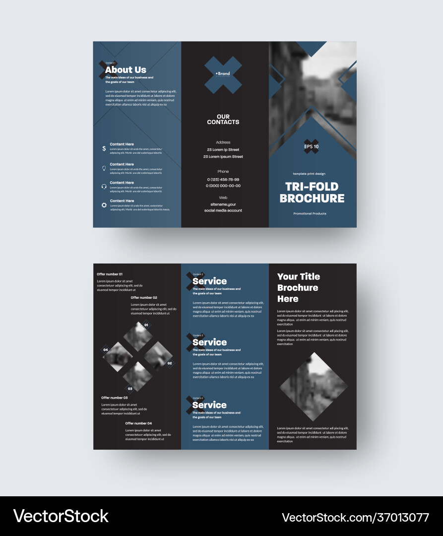 Trifold template triple catalog with geometric Vector Image