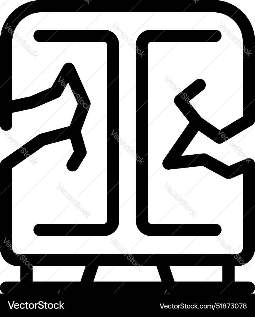 Broken subway train windows showing vandalism Vector Image