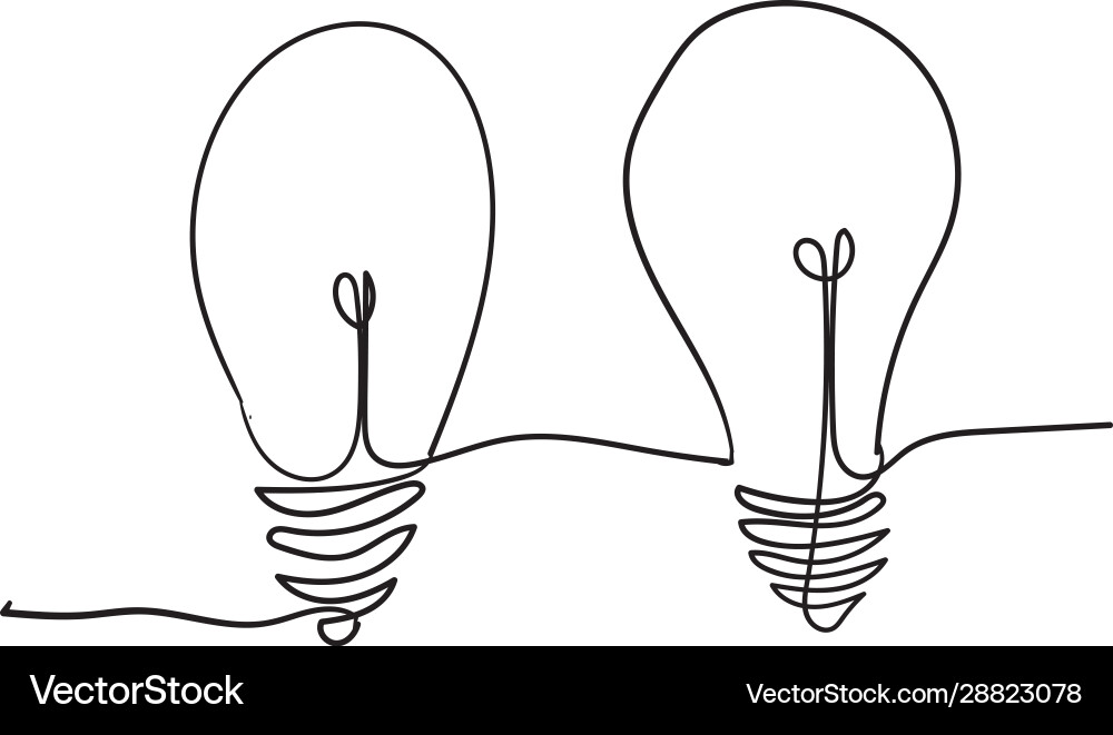 Continuous line drawing electric light bulb Vector Image