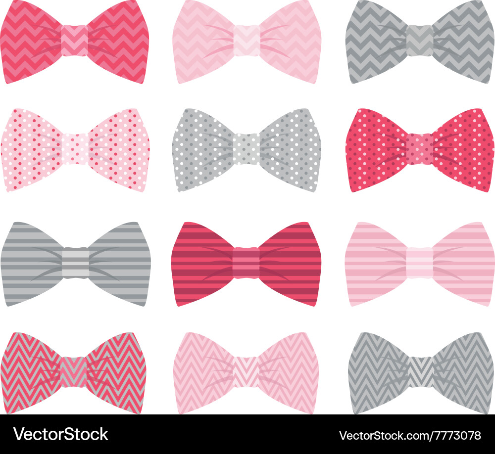 Cute pink bow tie collection Royalty Free Vector Image