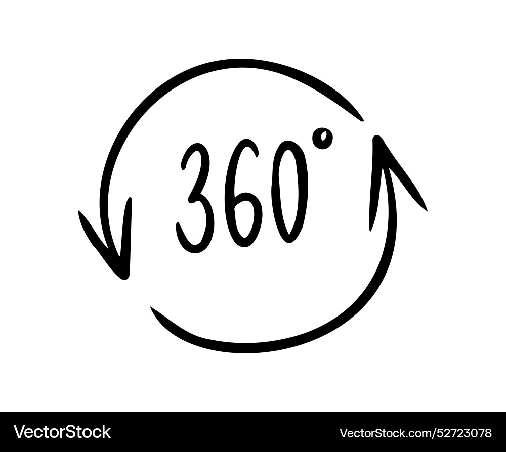 Doodle 360 degree hand drawn outline style Vector Image
