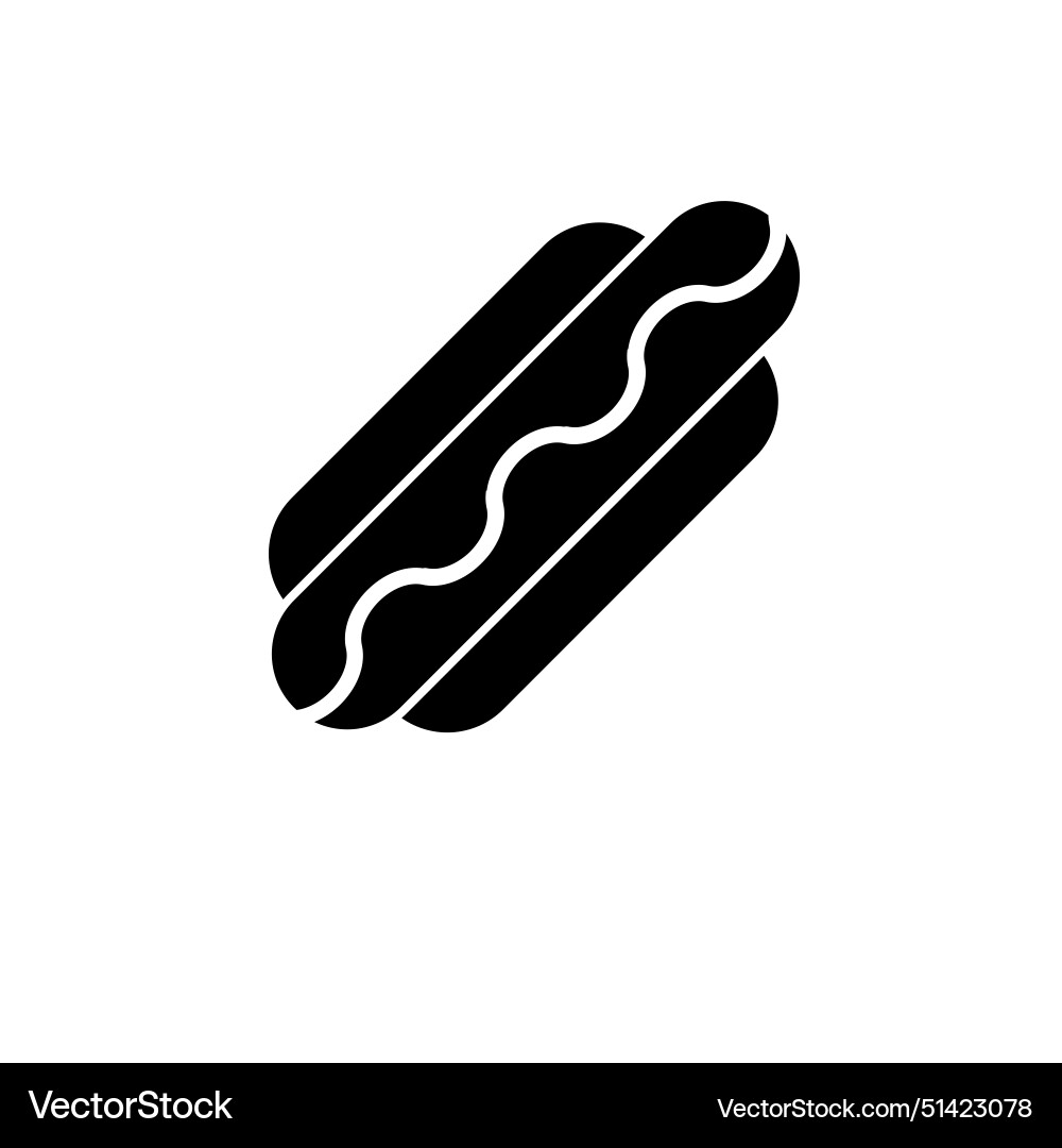 Hot dog bun fast food solid flat icon isolated on Vector Image