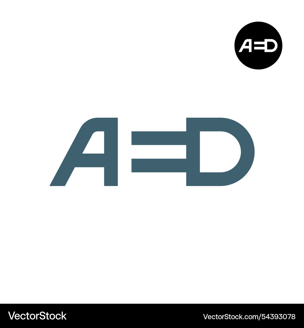 Letter aed logo negative space Royalty Free Vector Image