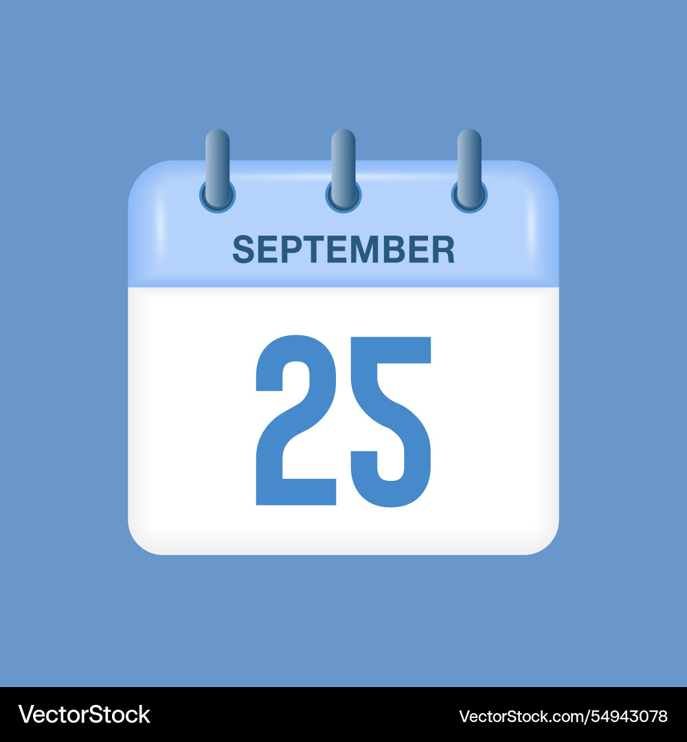 September 25 - calendar and time planner daily Vector Image