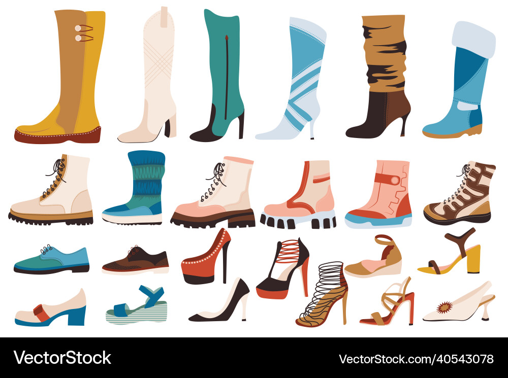 Shoes and boots isolated elements set footwear Vector Image