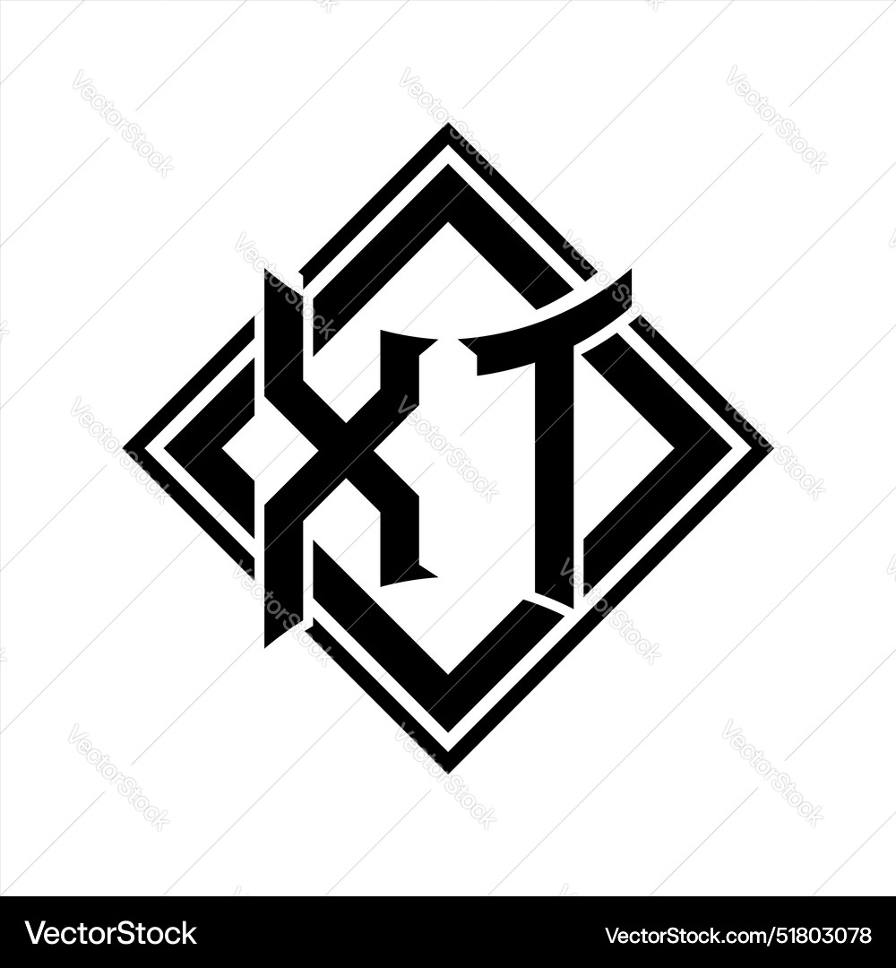 Xt letter logo with abstract shield shape Vector Image