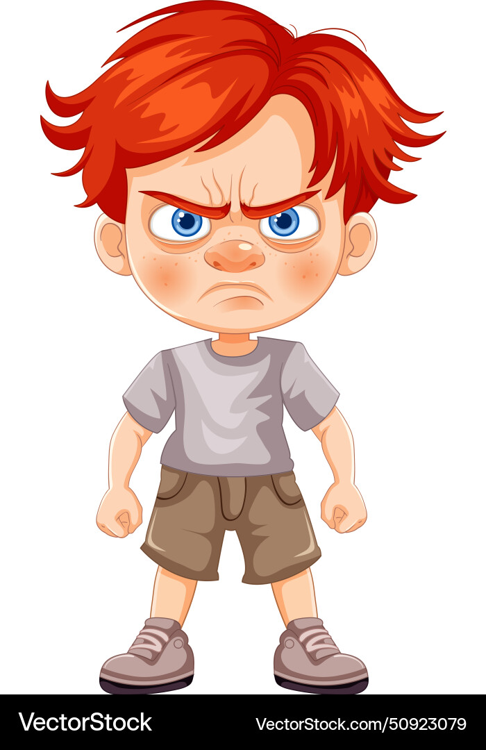 A frowning young boy Royalty Free Vector Image