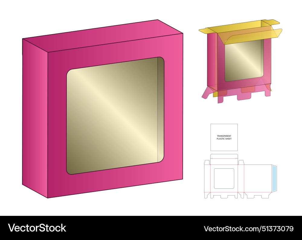 Box packaging die cut template design 3d mock-up Vector Image