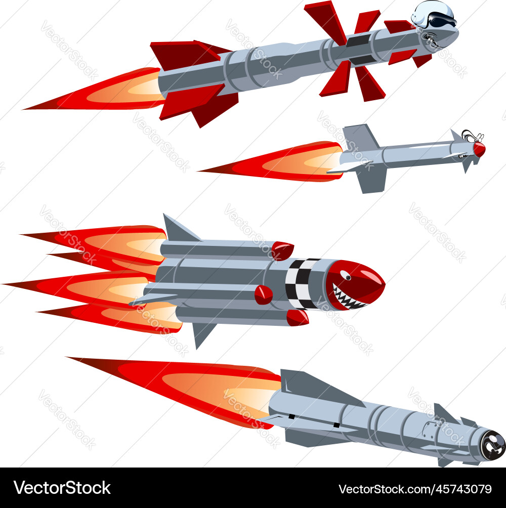 Cartoon military missile set Royalty Free Vector Image