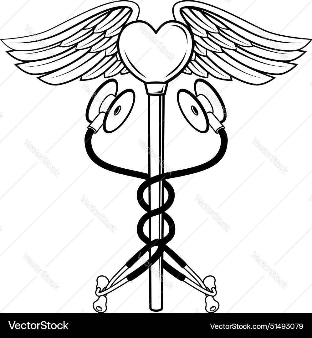 Heart caduceus stethoscope medical icon concept Vector Image