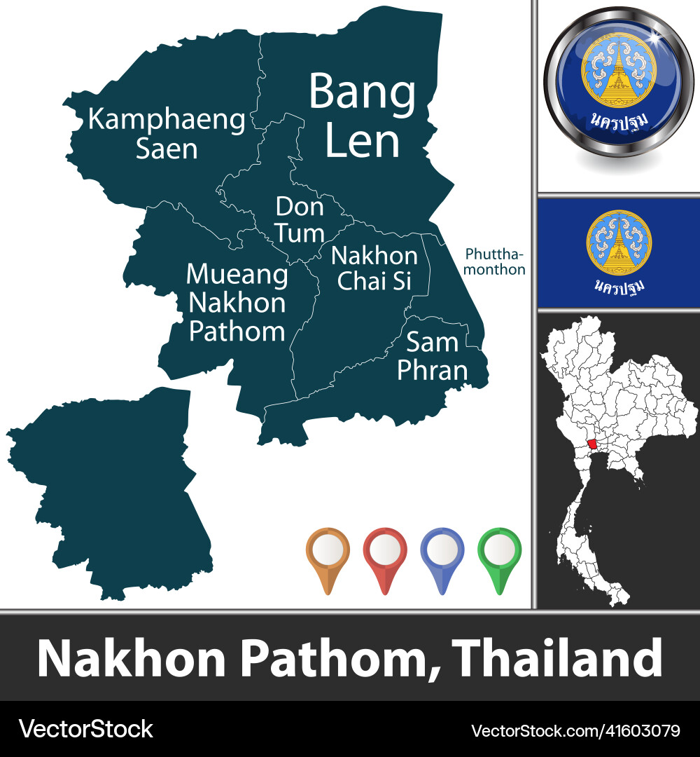Map of nakhon pathom thailand Royalty Free Vector Image