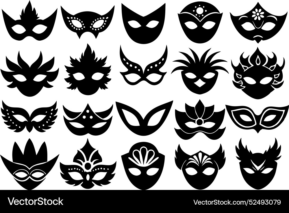 Masquerade mask black silhouette 1 Royalty Free Vector Image