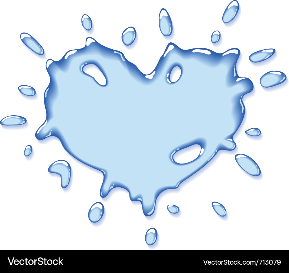 Water heart splash Royalty Free Vector Image - VectorStock