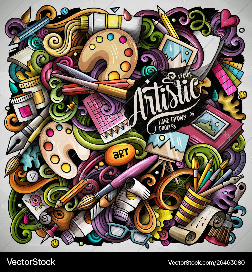 Cartoon doodles art and design Royalty Free Vector Image